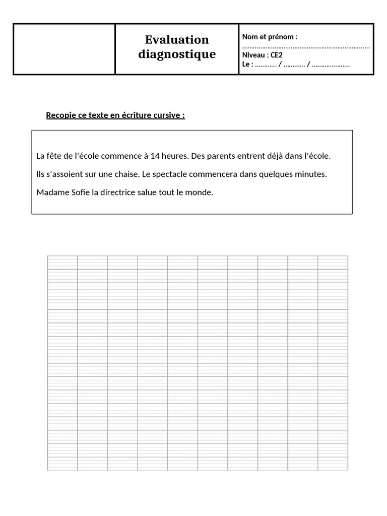 Test Diagnostique Ce2 A | PDF