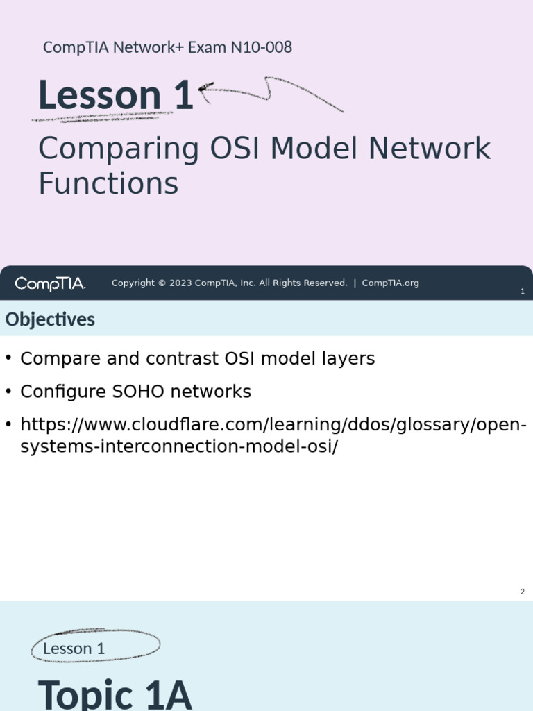 Lesson 1: Comparing OSI Model Network Functions | PDF