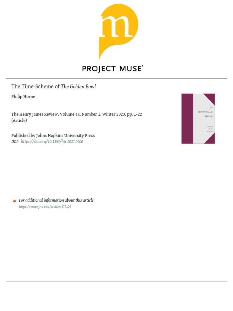 The Time-Scheme of The Golden Bowl - Philip Horne | PDF