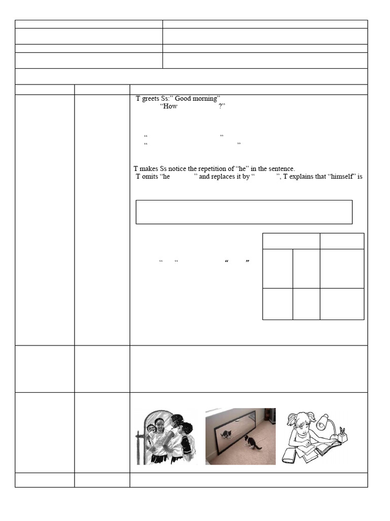VISA U8 Lesson Plan Grammar Reflexive Pronouns CC | PDF
