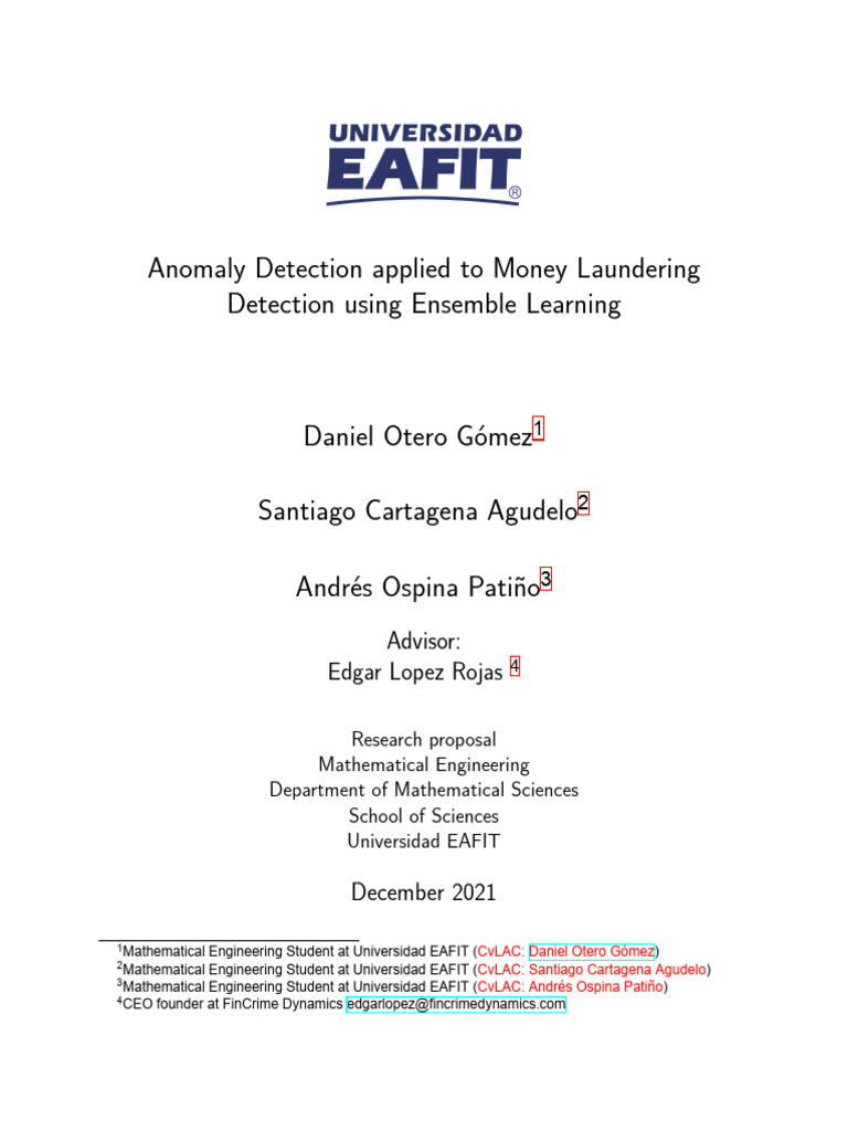 Anomaly Detection Applied To Money Laundering Detection Using Ensemble ...