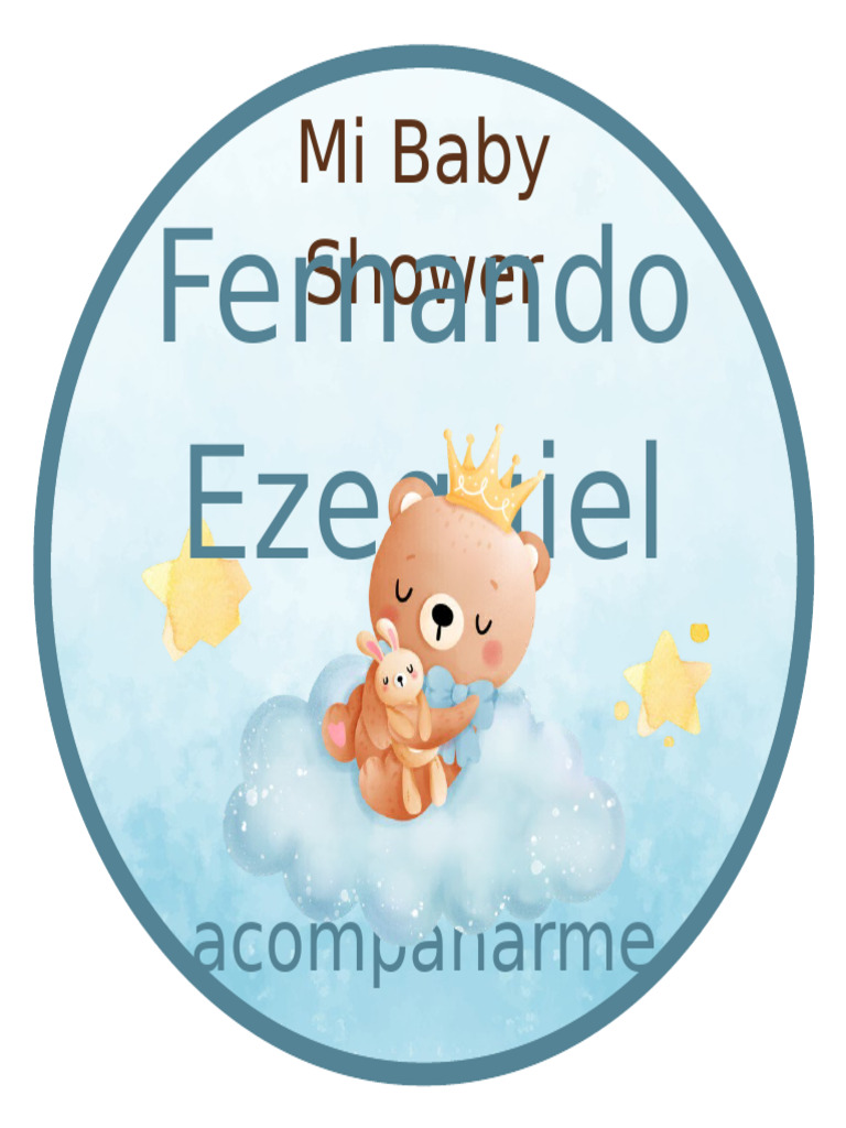 Sticker para Baby Shower Moderno Ilustrado Azul | PDF