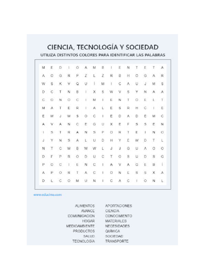 Sopa de Letras Ciencia | PDF
