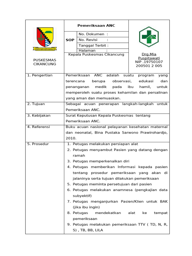 Pemeriksaan Anc | PDF