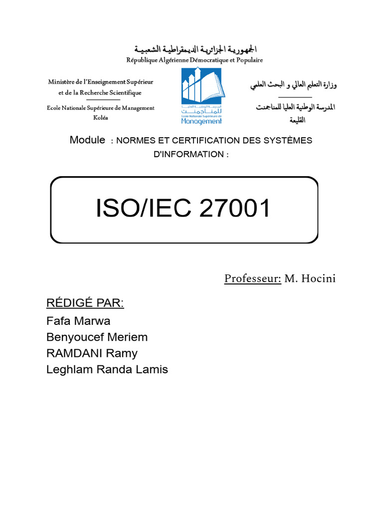 Rapport Iso 27001 | PDF