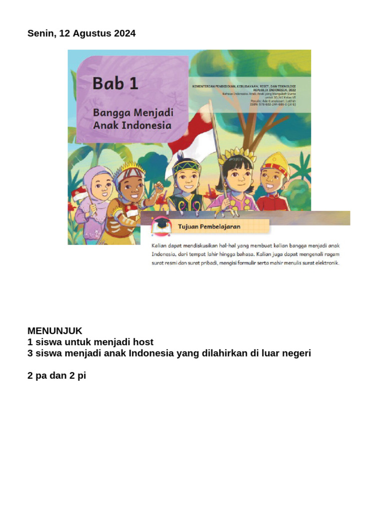 senin, 12 agustus B. INDONESIA | PDF