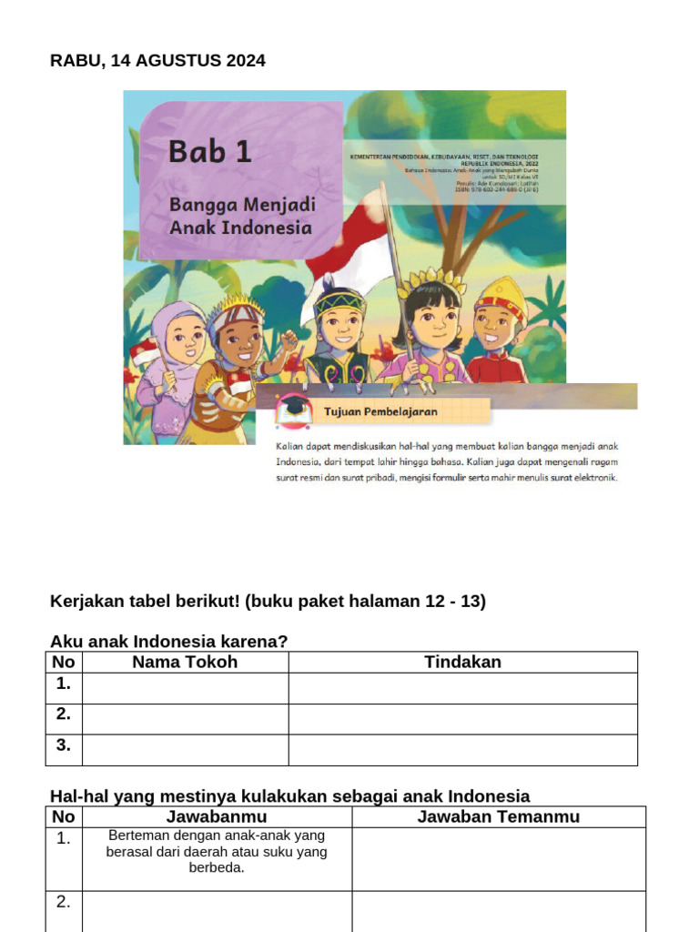 RABU, 14 Agustus 24 B. Indoensia | PDF