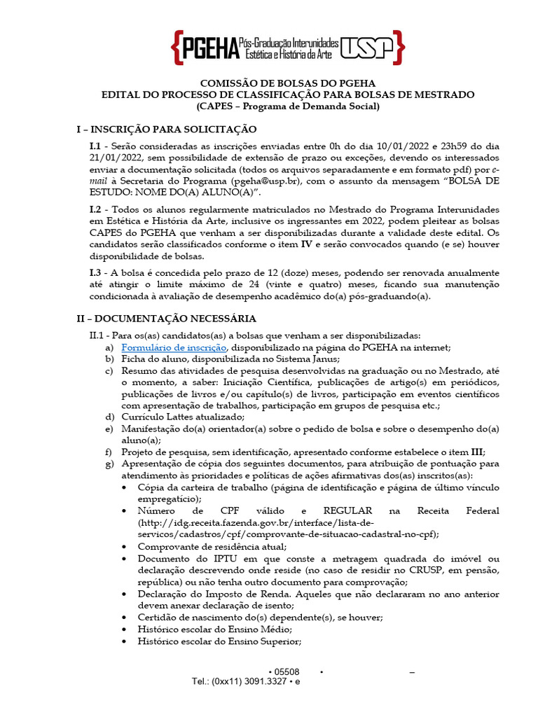 Edital Bolsas Capes 2021-2022 ME | PDF