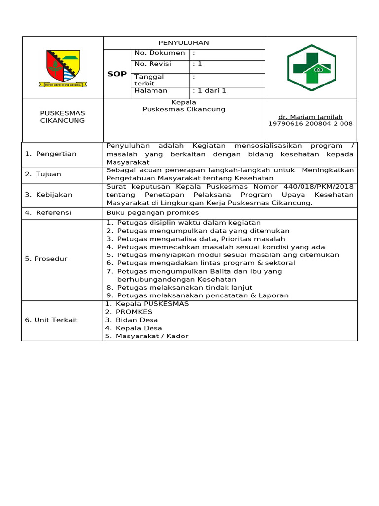 Sop Penyuluhan | PDF