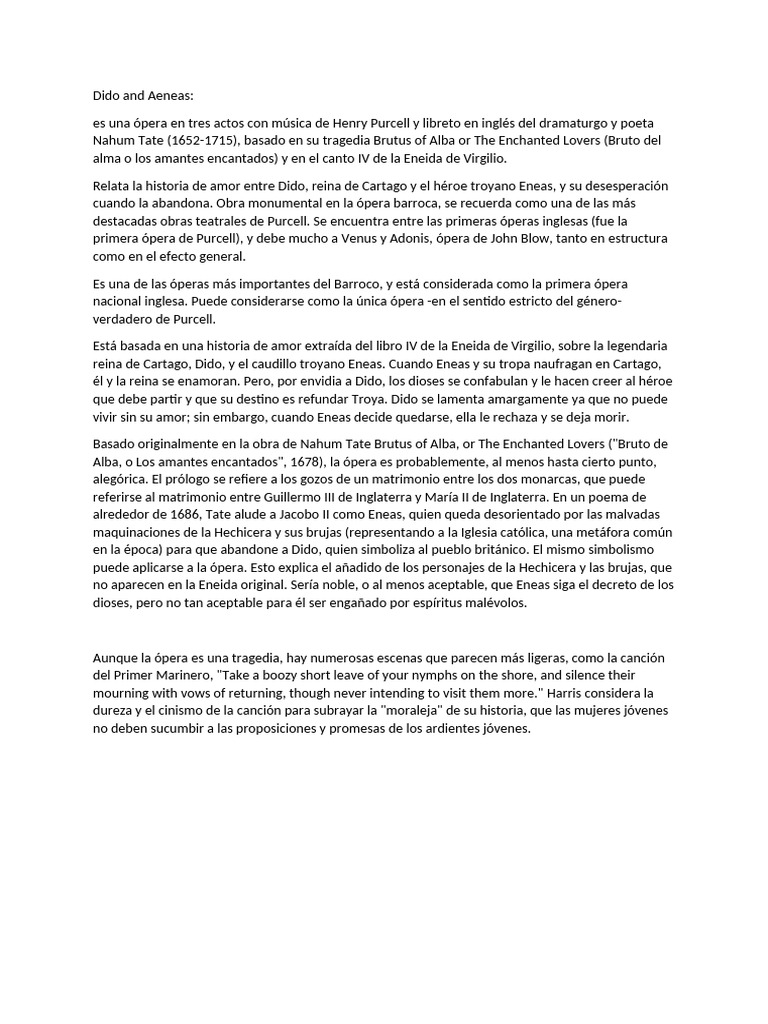 Dido and Aeneas | PDF