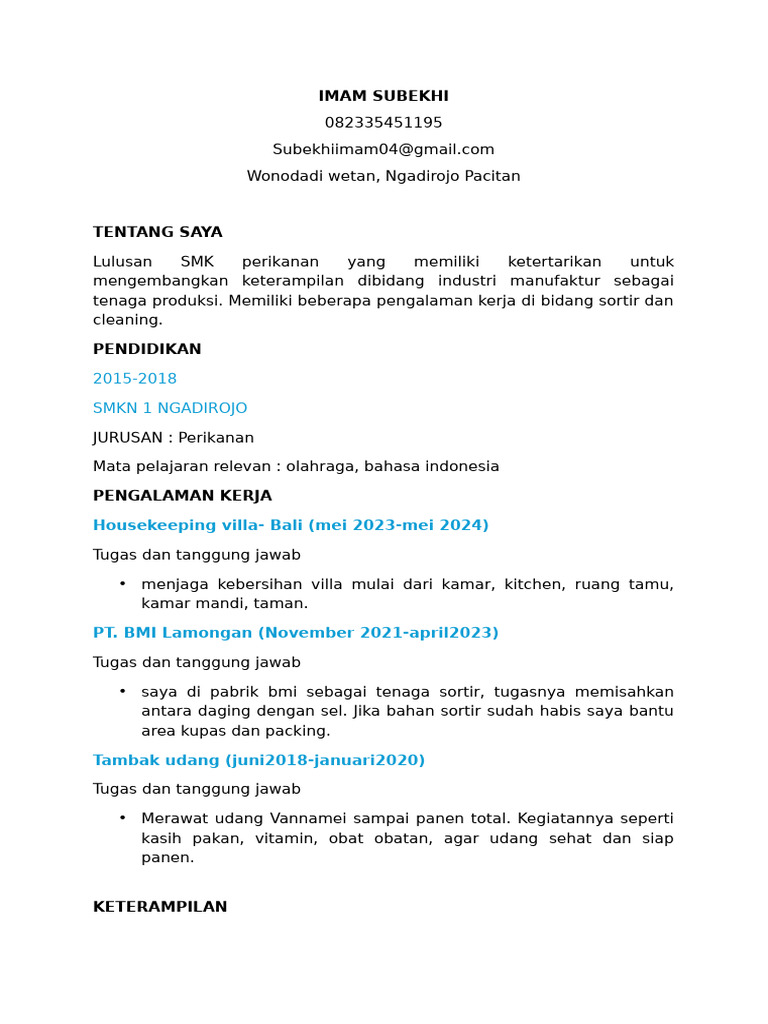 Cv Imam 2024 | PDF