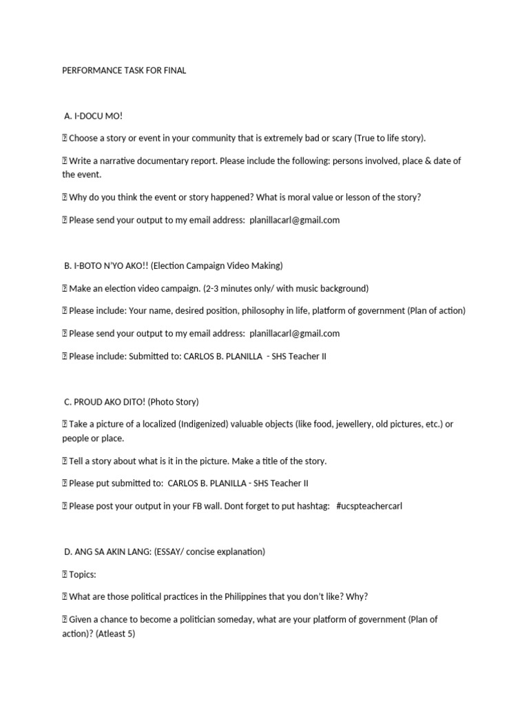 Ucsp Performance Task Idea | PDF