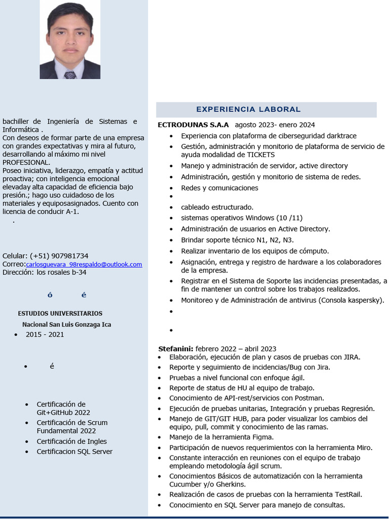 Cv Carlos Guevara Huamani 2024 | PDF
