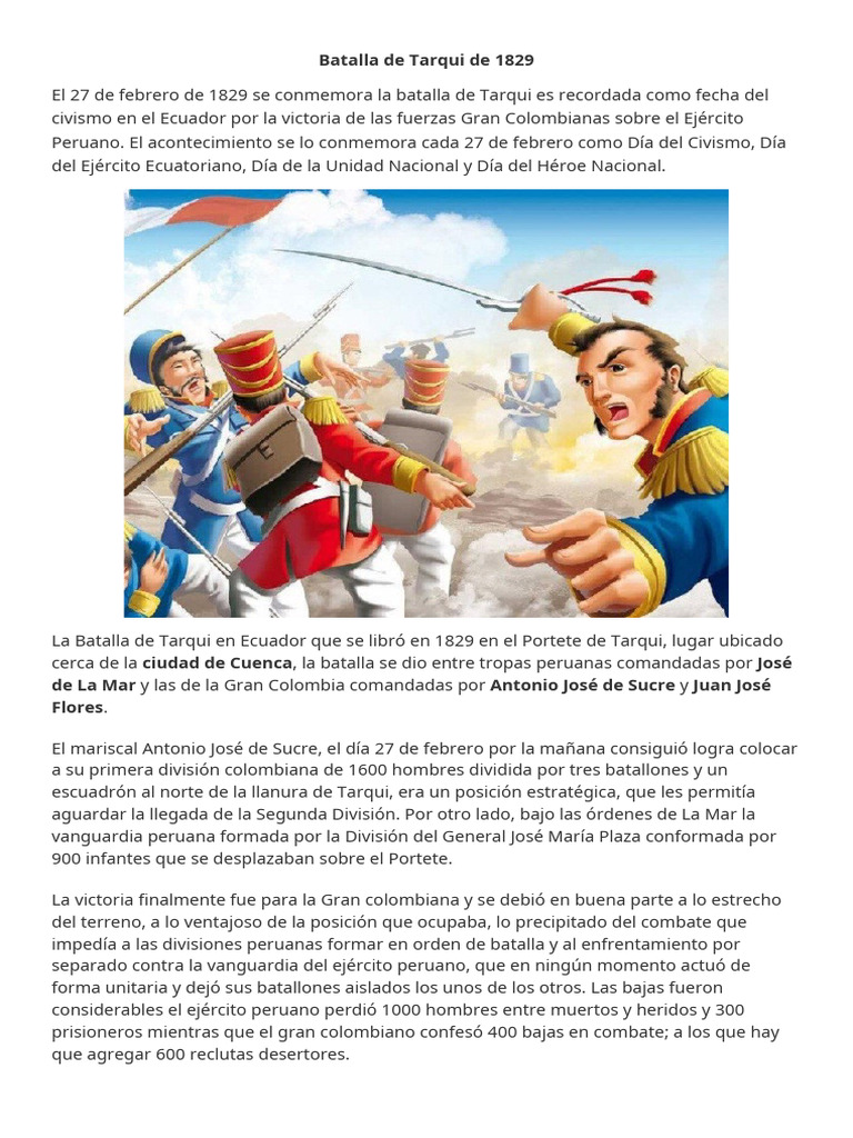 Batalla de Tarqui | PDF | Viajes y turismo | Historia