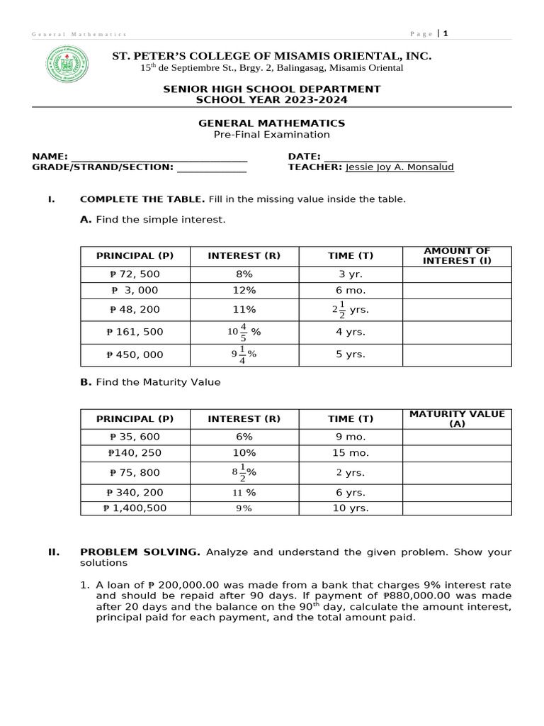 Gen Math Pre-final | PDF