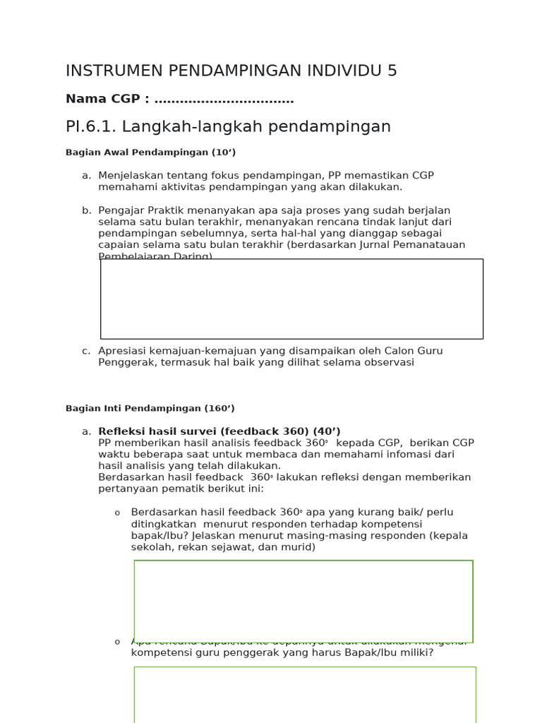 Instrumen Pendampingan Individu 6 | PDF