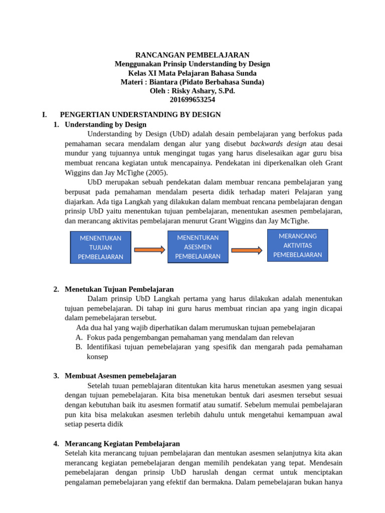 JURNAL RANCANGAN PEMBELAJARAN MATERI BIANTARA (UbD-Risky Ashary) | PDF | Pedagogy | Teaching