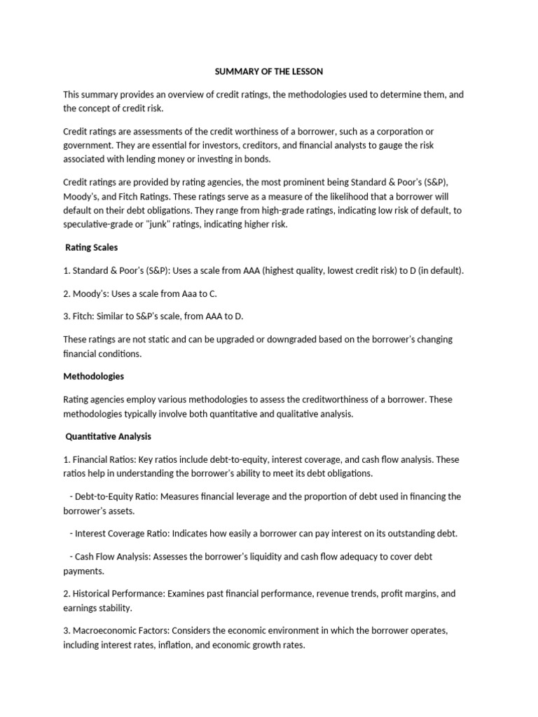 Ade Assessment | PDF | Credit Rating | Credit Risk