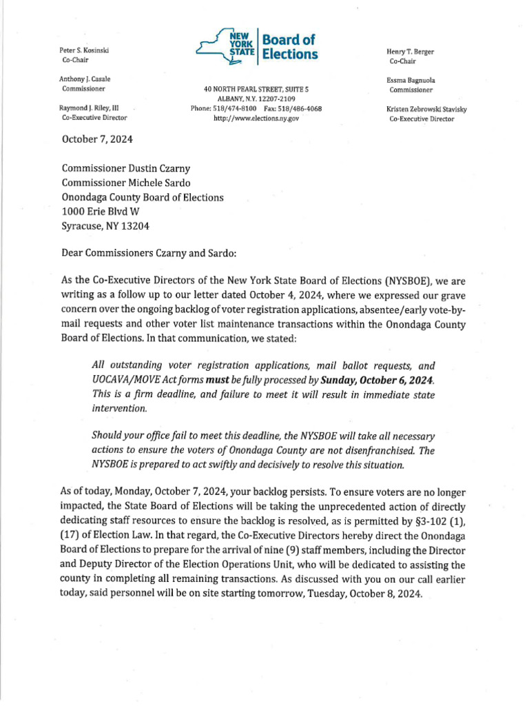 CoExec Letter Onondaga 10.7.2024 | PDF