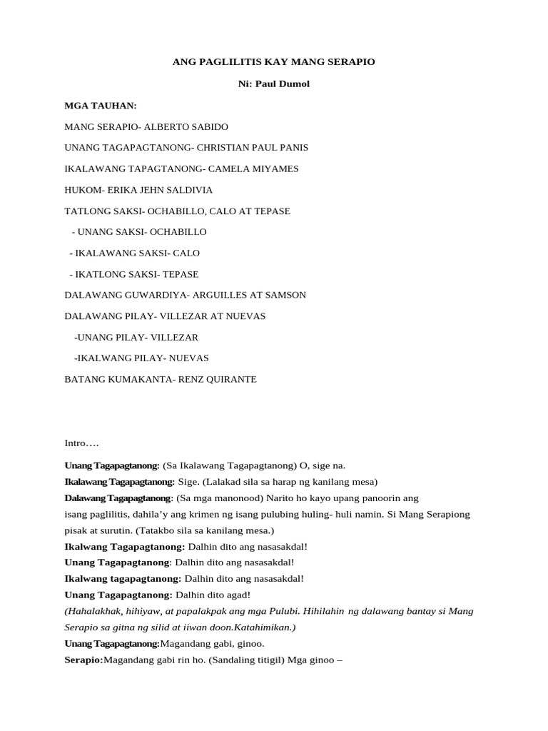Ang Paglilitis Kay Mang Serapio | PDF