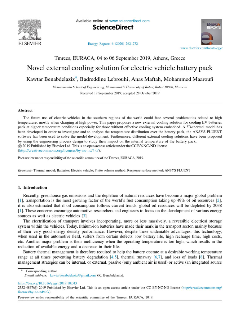 Novel External Cooling Solution For Electric Vehic | PDF