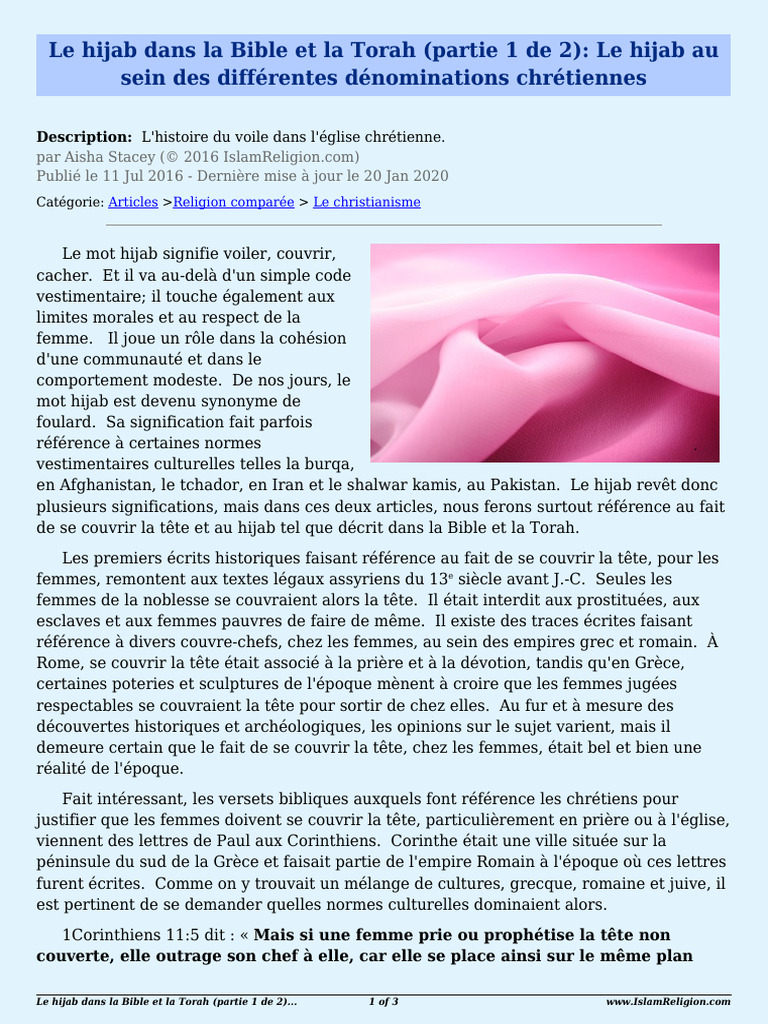 Hijab in The Bible and Torah Part 1 of 2 10443 FR | PDF