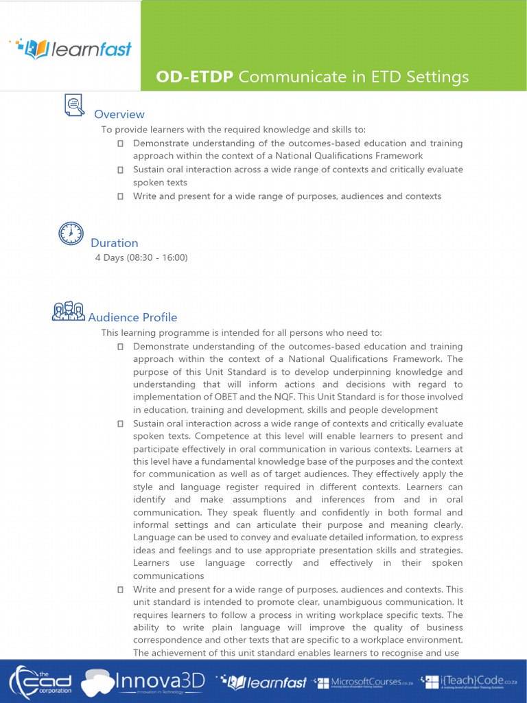 OD ETDP Communicate in ETD Settings | PDF