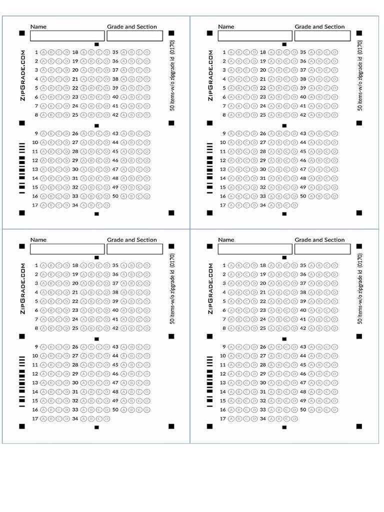 Zipgrade Long Bondpaper | PDF