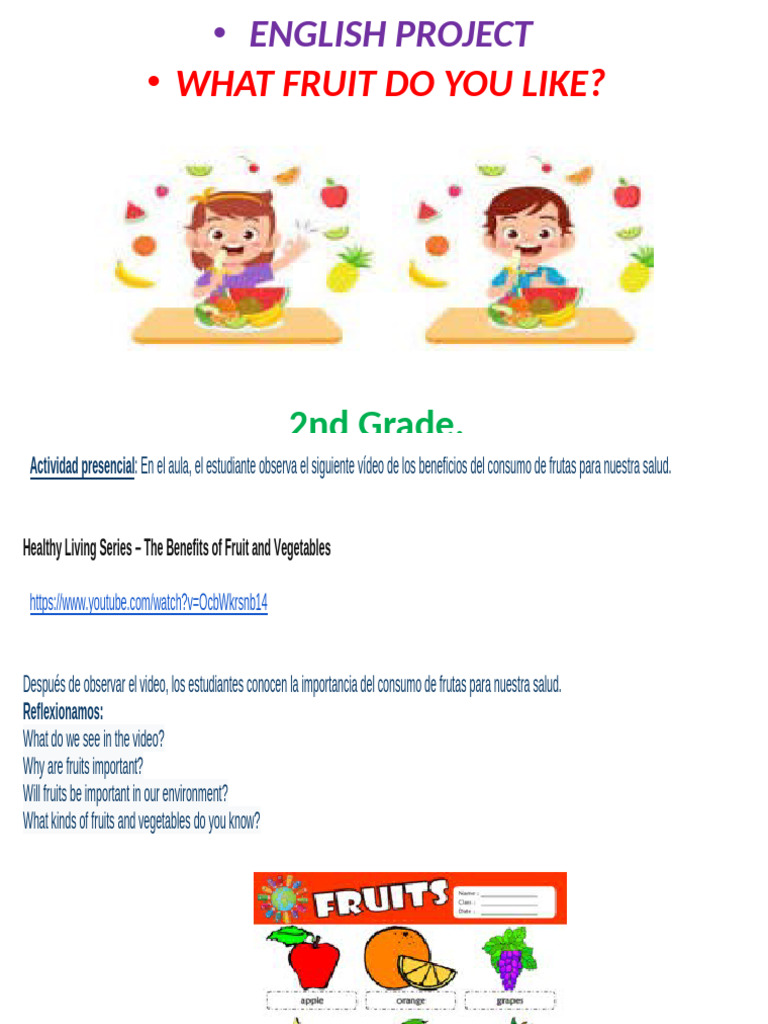 Project Fruits I Like I Dont Like 2 Grado Cso | PDF