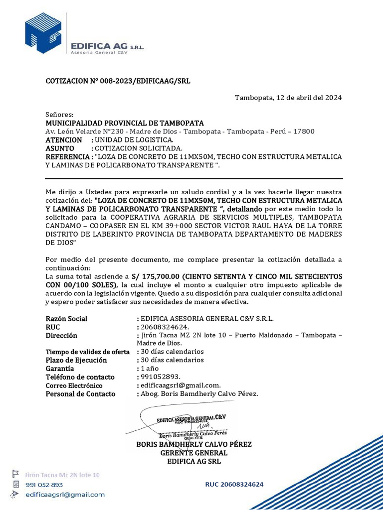 Cotizacion 008-2024 Edifica | PDF