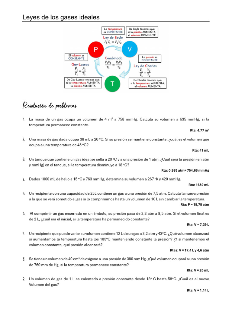 problemas de gases ideales | PDF