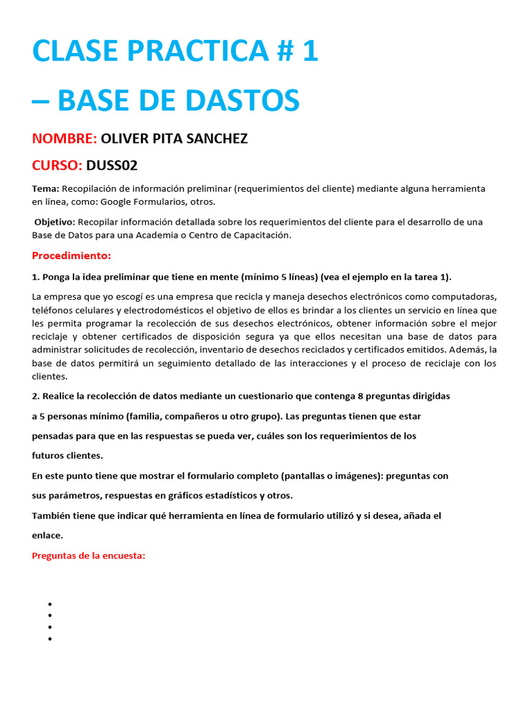 CLASE PRACTICA #1 Tarea Corregida Oliver Pita Sanchez | PDF