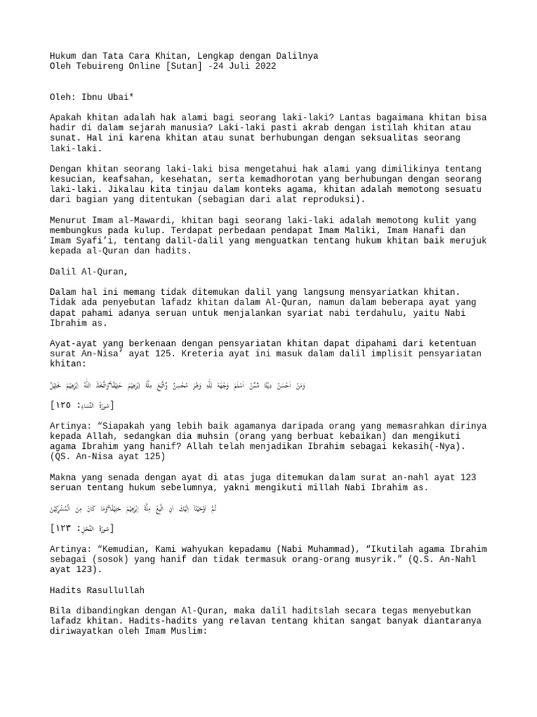 Dalil Tentang Khitan | PDF