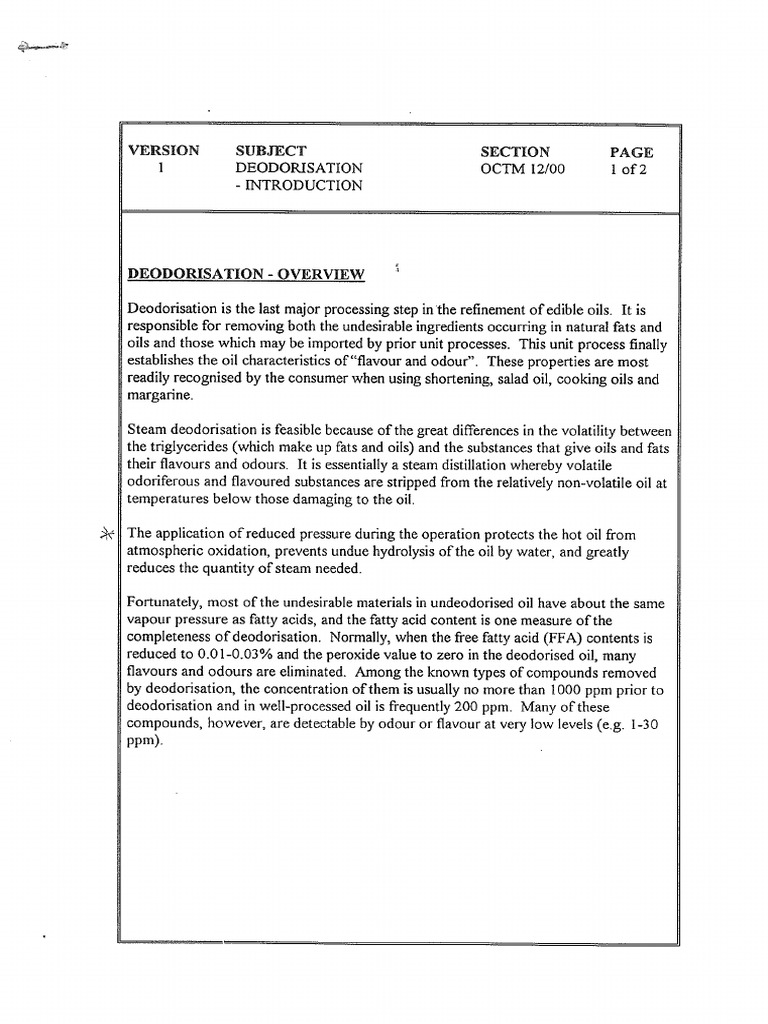 OCTM Deodorisation | PDF