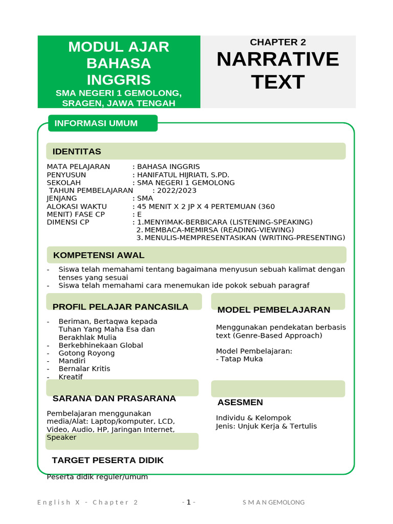 MODUL 2 Narrative Text Ok | PDF