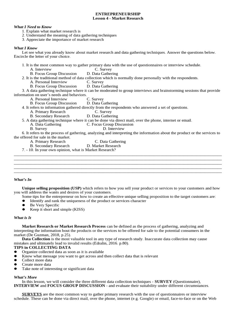 ENTREP Lesson 4 | PDF