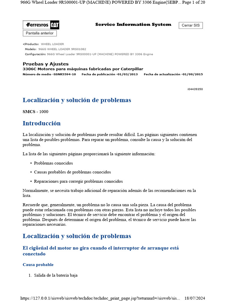 Localización y solución de problemas 3306C | PDF