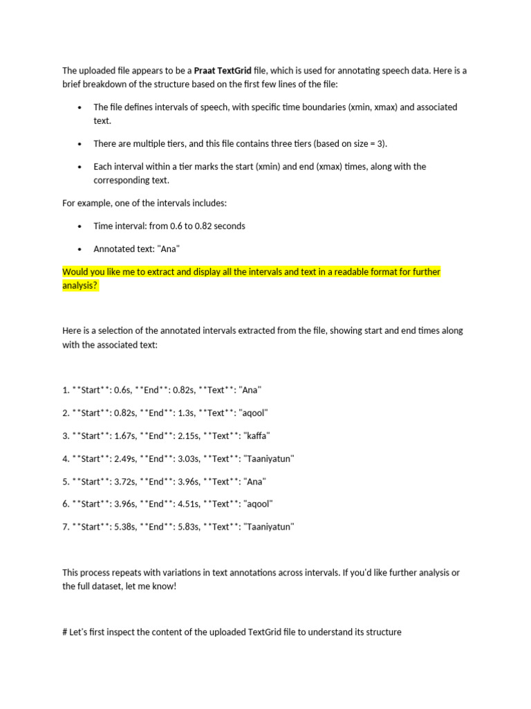Praat Textgrid | PDF