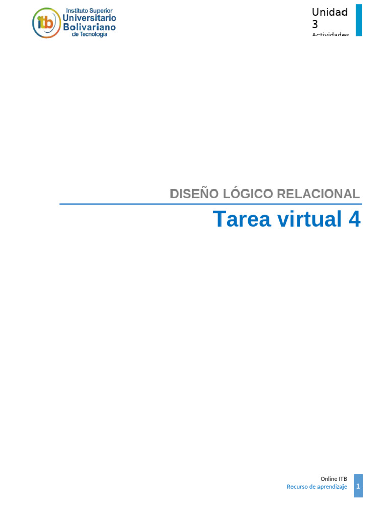 Tarea Virtual 4 (1) Base e Datos Oliver Pita Sanchez | PDF
