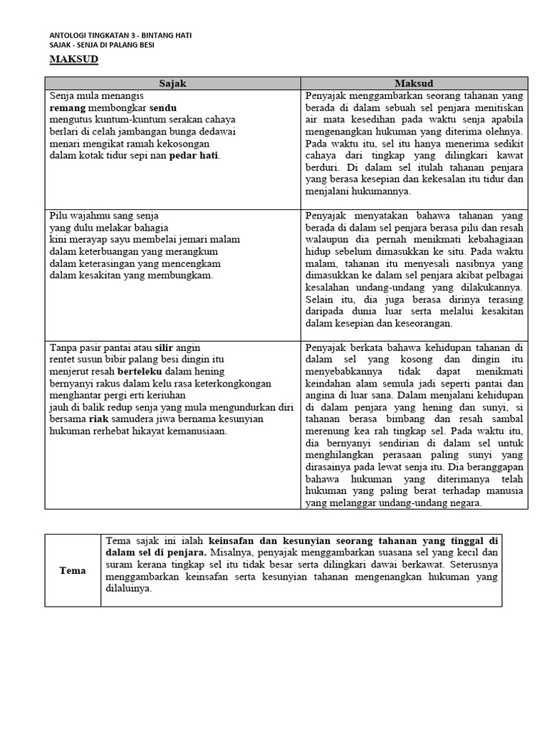 Sajak Senja Di Palang Besi | PDF