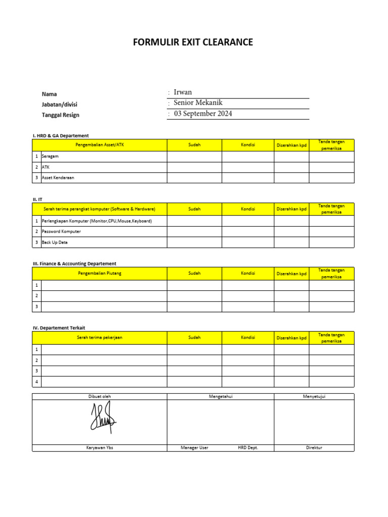 Form Exit Clearance-1 | PDF