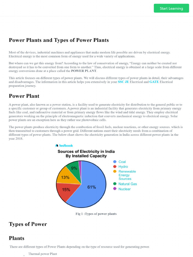 Power Plants and Types of Power Plants Their Advantages and ...