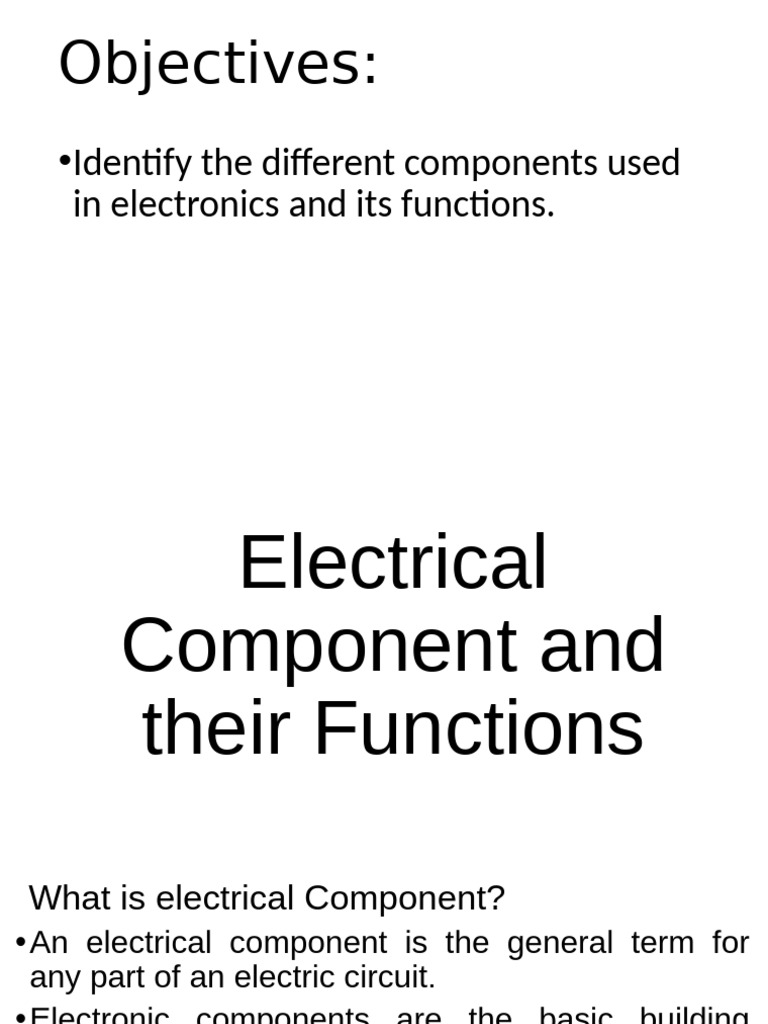 TLE 9 Electrical Component and Functions | PDF | Electronic Component ...