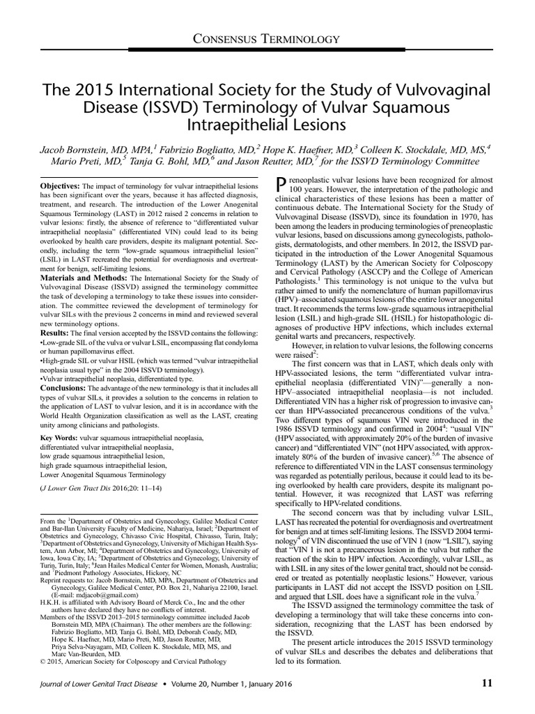 ISSVD - Terminology of Vulvar Squamous Intraepithelial Lesions 2015 | PDF