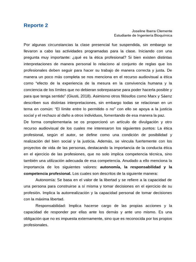 Reporte 2 - Ética - Ibarra | PDF | Justicia | Ciencia y matemáticas