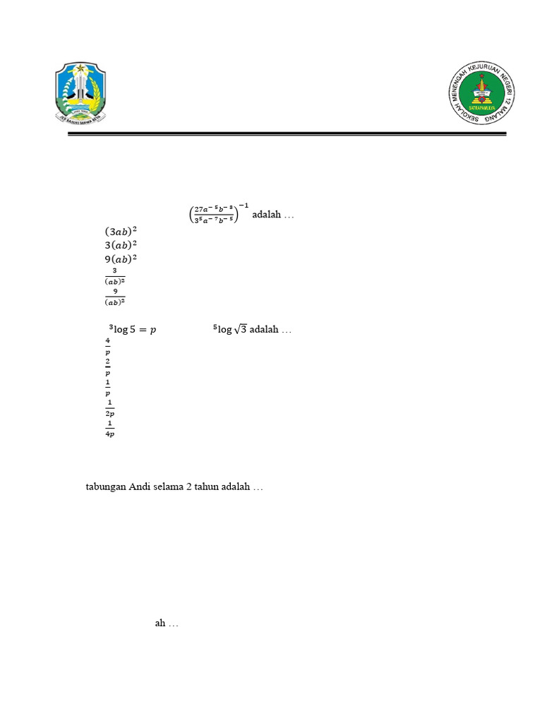 Latihan Soal USP Matematika 3 | PDF | Metode & Bahan Ajar