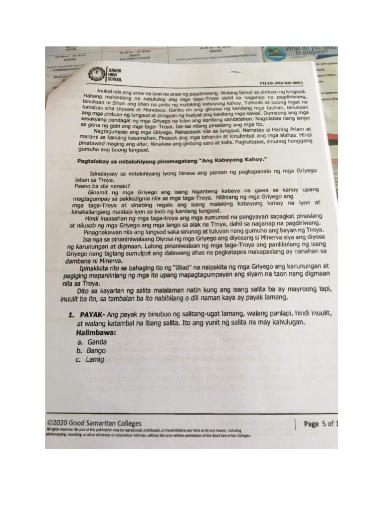 Filipino Week 1 Module Kabayong Kahoy | PDF