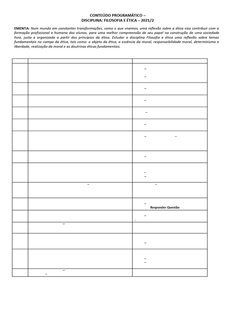 Conteúdo Programático 2021 2 | PDF