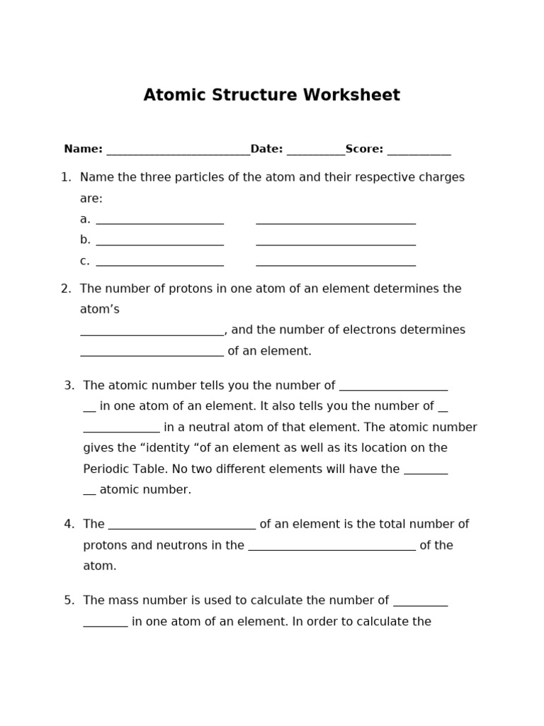 Atomic Structure Packet | PDF | Chemical Elements | Science & Mathematics