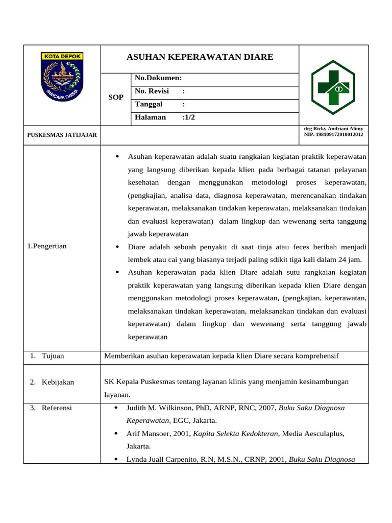 Sop Askep Diare | PDF